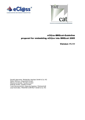 Technical specification - ECLASS Technischer Support