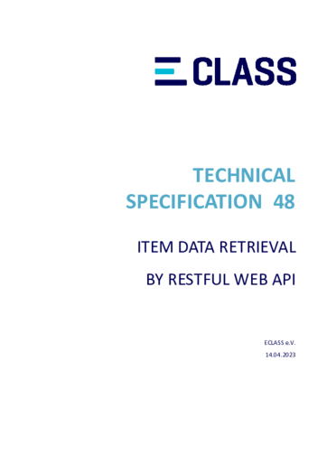 Technical specification - ECLASS Technischer Support