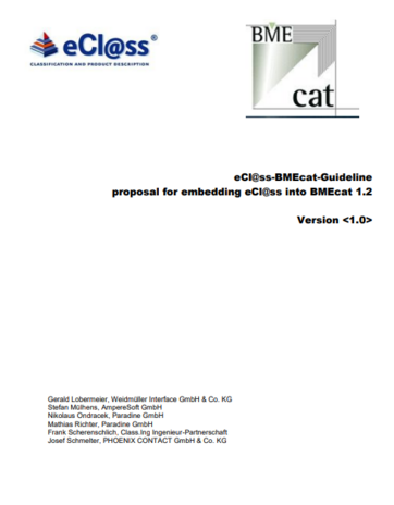 Technical specification - ECLASS Technischer Support